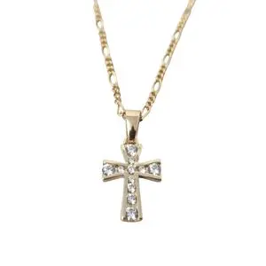 HARFI Plated Religious Cross Pendant Necklace - Gold