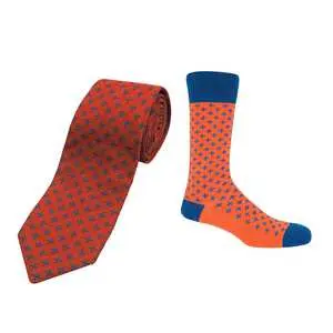 PEPER HAROW - MADE IN ENGLAND Crosslet Tie & Socks Groom's Set - Orange