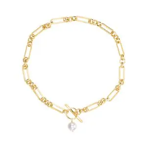 ARCTIC FOX & CO. Molten Chunky Chain Pearl Necklace - Gold