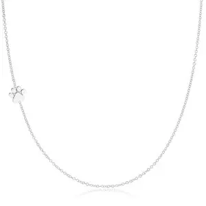 Maya Brenner Designs 14k Gold Asymmetrical Charm Necklace Gold Paw Print - White