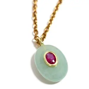 KYBELE STUDIO Solena Aventurine Oval Pendant Necklace - Green
