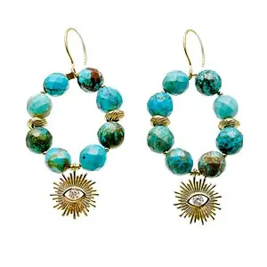 FARRA Turquoise With Evil Eye Earrings - Blue