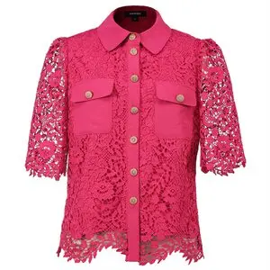 SMART AND JOY Lace Shirt With Gold Buttons - Pink