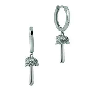 SHADED THE LABEL Priscilla Palm Tree Sterling Huggie Hoop Earrings - Silver