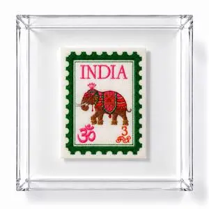 LILLY LOVES India Postage Stamp Artwork - Gold