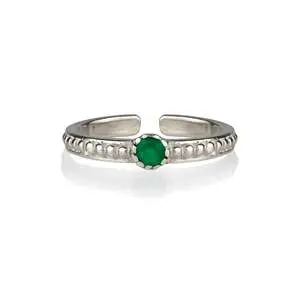 CHARLOTTE'S WEB JEWELLERY Silver / Green Lalita Silver Midi / Toe Ring Green Onyx - Silver/green