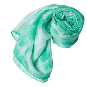 SILK AND BEARS Mint Shibori Silk Shawl – Hand-dyed Mulberry Silk Wrap - Green