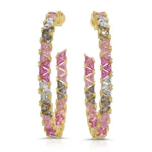 NATIVE GEM Mare Hoop Earrings - Gray/pink/yellow