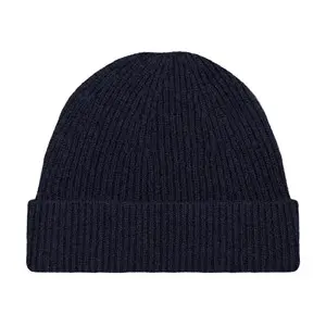 PAUL JAMES KNITWEAR Lightweight Merino Cashmere Beaulinee Beanie Submarine Navy - Blue