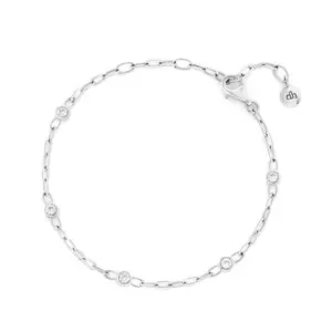 DINNY HALL Silver / White Lab White Sapphire Silver Paperclip Chain Bracelet - Silver/white