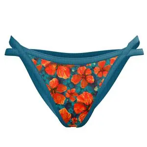 BLACKBOUGH SWIM Minna Split Side-strap Tease Bottoms / Paradise Blooms - Red
