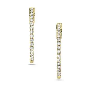 ARTISAN Diamond Hoop Earrings In 14k Yellow Gold - White
