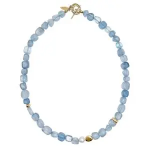 FARRA Free Style Irregular Aquamarine Modern Necklace - Blue