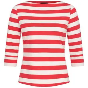 MARIANNA DÉRI White / Red Top With Boat Neckline Red Striped - White/red