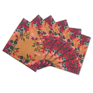 SOPHIE WILLIAMSON DESIGN Orange / Red Set Of Six Napkins In Bold Flower Print On Orange Offcut Version - Orange/red