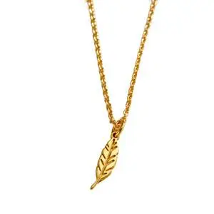 POSH TOTTY DESIGNS Yellow Dinky Feather Charm Necklace - Gold
