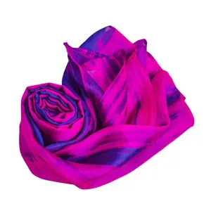 SILK AND BEARS Fuchsia & Blue Brushstroke Silk Scarf – Hand-dyed Mulberry Silk Shawl, Lightweight Elegant Wrap - Pink