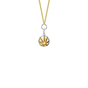 TRUE ROCKS 2 Tone Sterling Silver & 18kt Plated Mini Happy Leaf Pendant On Chain - Gold