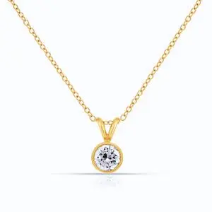 AVIR NEW YORK 14k Gold Bezel Set Round Lab-grown Diamond Pendant Necklace