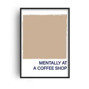 FANCLUB Tally At A Coffee Shop Giclée Kitchen Art Print A2 - Brown
