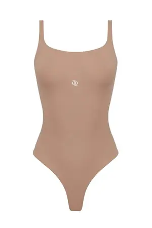 GOD SAVE QUEENS Neutrals Second Skin Square-neck Bodysuit Nude - Brown
