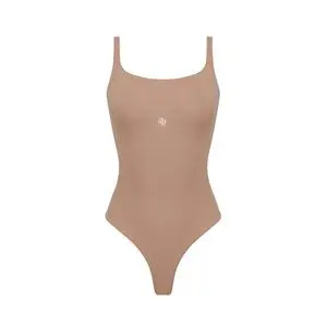 GOD SAVE QUEENS Neutrals Second Skin Square-neck Bodysuit Nude - Brown