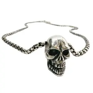 TG-JEWELLERY BY TAMARA GERVASIO Silver / Black Skull Box Chain T-bar In Sterling Silver - Silver/black