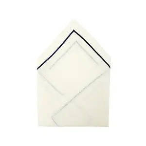 KM HOME COLLECTION Navy Stripped Linen Napkins Set Of Two - White