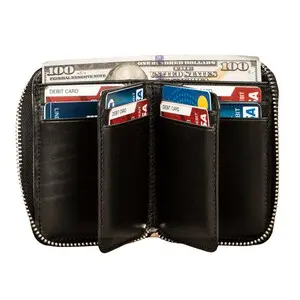 LEATHERE Premium Leather Zipper Wallet Anniston - Black