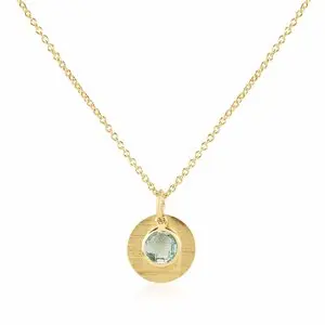 AUREE JEWELLERY 9ct Gold Blue Topaz Pendant Necklace - Gold/blue