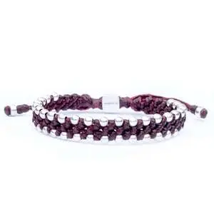 HARBOUR UK Chunky Connection Silver Rope Bracelet Wine - Red