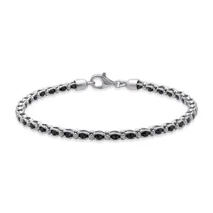 ALTAR™ ORNAMENTS CO. Silver / Black Monna Bracelet| Sterling Silver & Black Zirconia Tennis Bracelet Altar - Silver/black