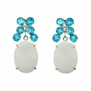 Bounkit Blue / White Seattle Earrings Clip On - Blue/white