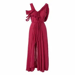Miro Misljen Asymmetrical Cutout Jersey Maxi Dress - Red