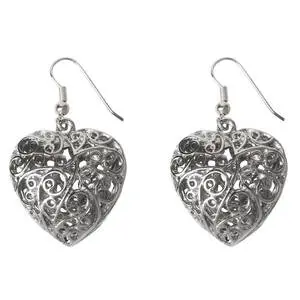 CARAMEL VINTAGE JEWELLERY Vintage Plated Secret Love Earrings - Silver