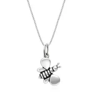 UNALOE Sterling Honey Bee Necklace – Nature Inspired Insect Pendant Jewellery - Silver