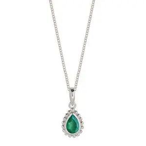 CHARLOTTE'S WEB JEWELLERY Green / Silver May Birthstone Sterling Silver Necklace Green Onyx - Green/silver