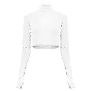 ZHENABIA Na Body Long Sleeve Boho Crop Top - White