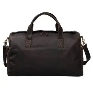 TOURI Genuine Leather Weekend Bag Vintage Look Dark - Brown