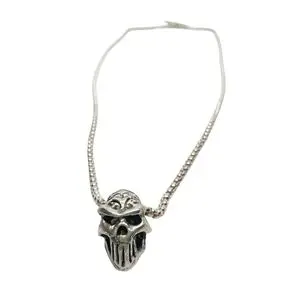 TG-JEWELLERY BY TAMARA GERVASIO Silver / Black Hand-carved Tribal Skull Pendant In Sterling Silver With T-bar - Silver/black