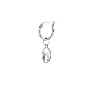 TRUE ROCKS Mini Crab Claw Charm In Sterling On Hoop - Silver