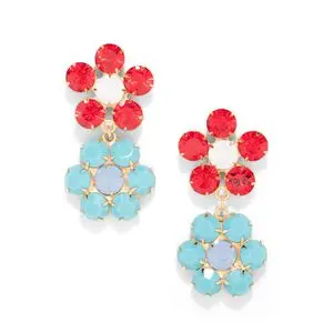 THE PINK REEF Blue / Red Penelope Handcrafted Gem Floral In Ruby - Blue/red