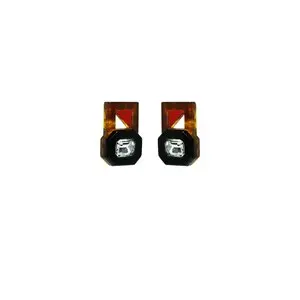 GISSA BICALHO Handmade Acrylic Earring P Deco Octogonal Cut Stone Caramel Granite - Brown