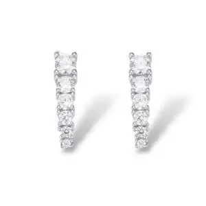 JAGGED HALO JEWELRY Crystal Bar Stud Earrings White Gold - Silver