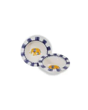 Mojjere Faience Soup Bowl Animal Design Indigo - Blue