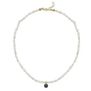 LINYA JEWELLERY Pearl And Stone Zodiac Necklace - Blue