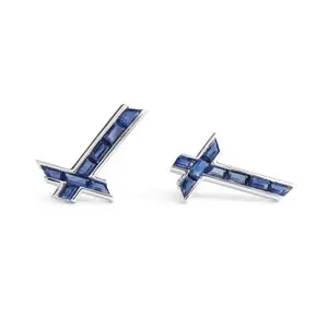 KASUN LONDON Silver / Blue Lucky Star Earrings September Sapphire Silver - Silver/blue