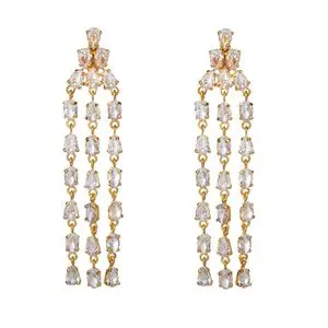 Bounkit Neutrals Ava Earrings Clear Quartz Clip On - Gold