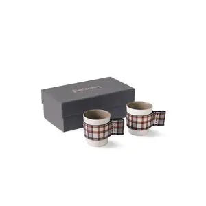 Esma Dereboy Neutrals Winter Square Espresso Cup Set Of Two Ivory Rock Colour - Grey