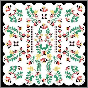 JESSIE ZHAO NEW YORK Double Sided Silk Scarf Floral Parade - White